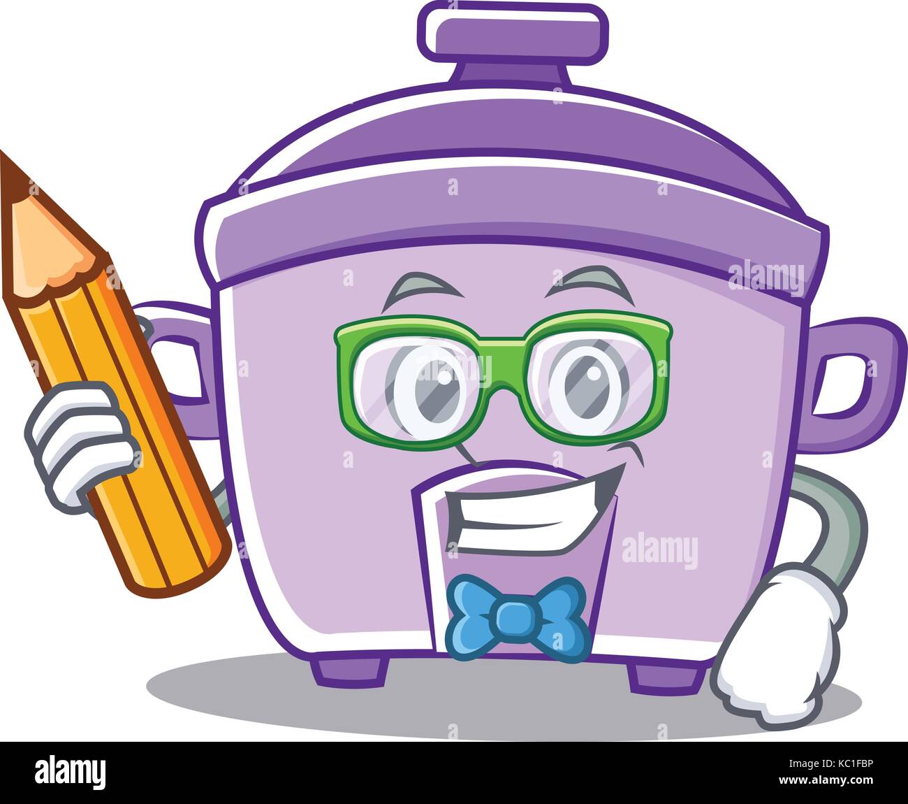 Student with pencil rice cooker character cartoon Stock Vector Image ...