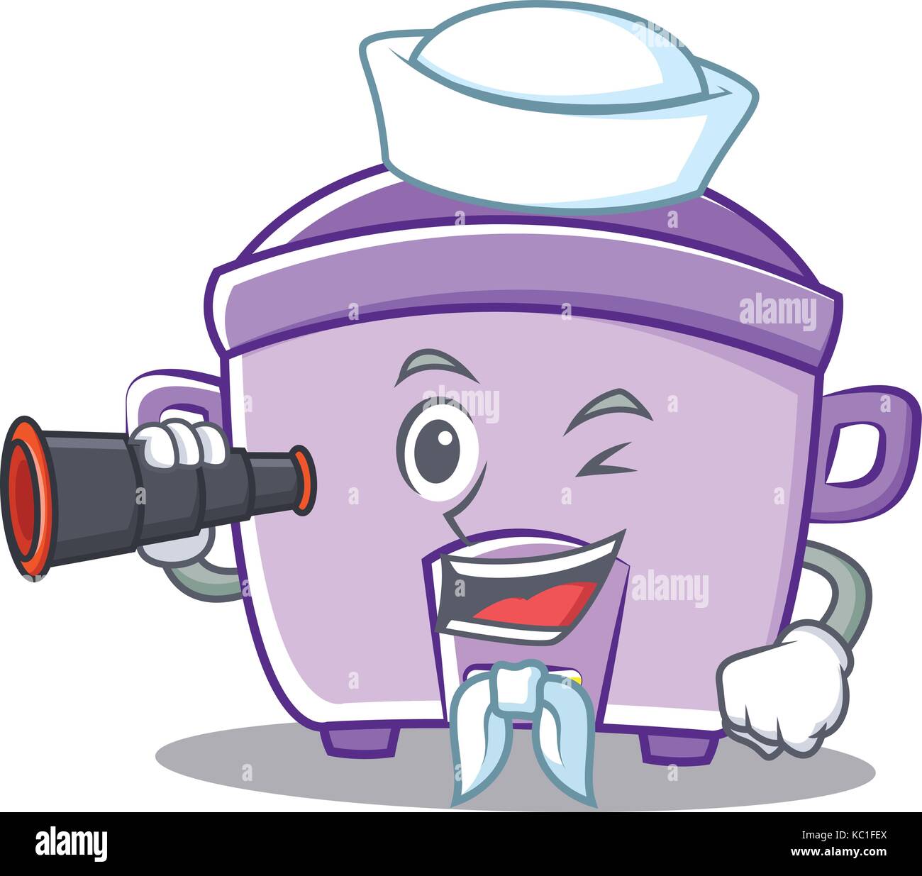Sailor with binocular rice cooker character cartoon Stock Vector Image ...