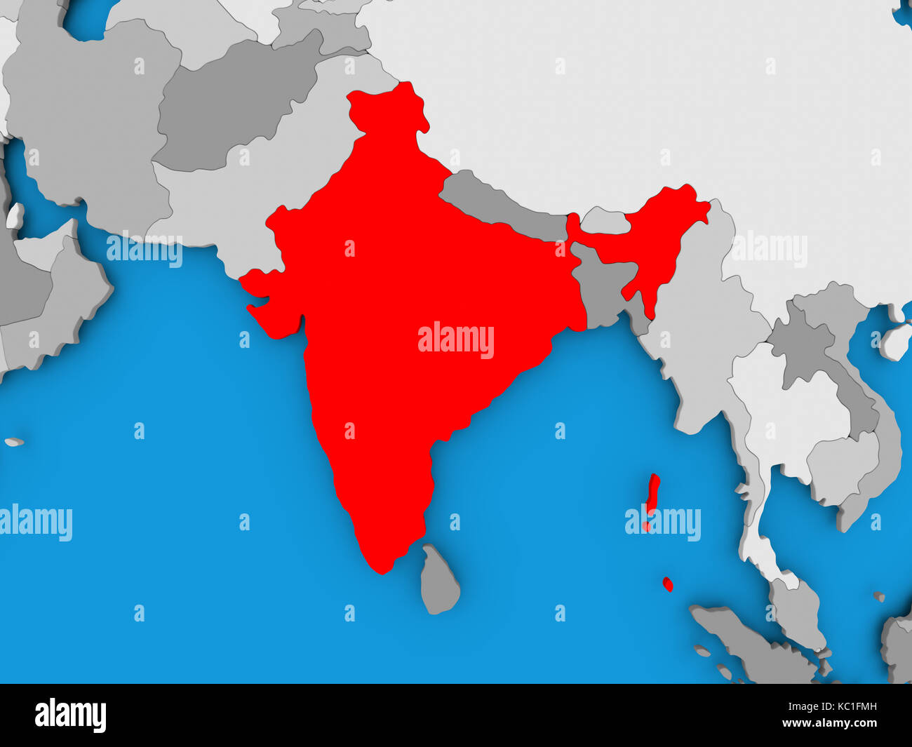 India in red on political map. 3D illustration Stock Photo - Alamy