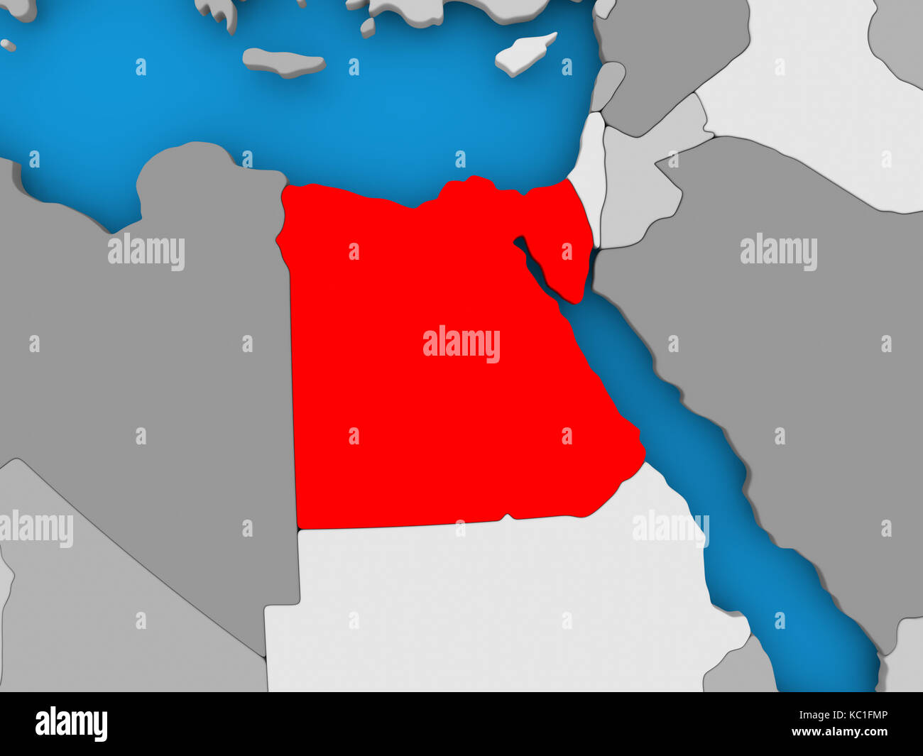 Egypt in red on political map. 3D illustration Stock Photo - Alamy