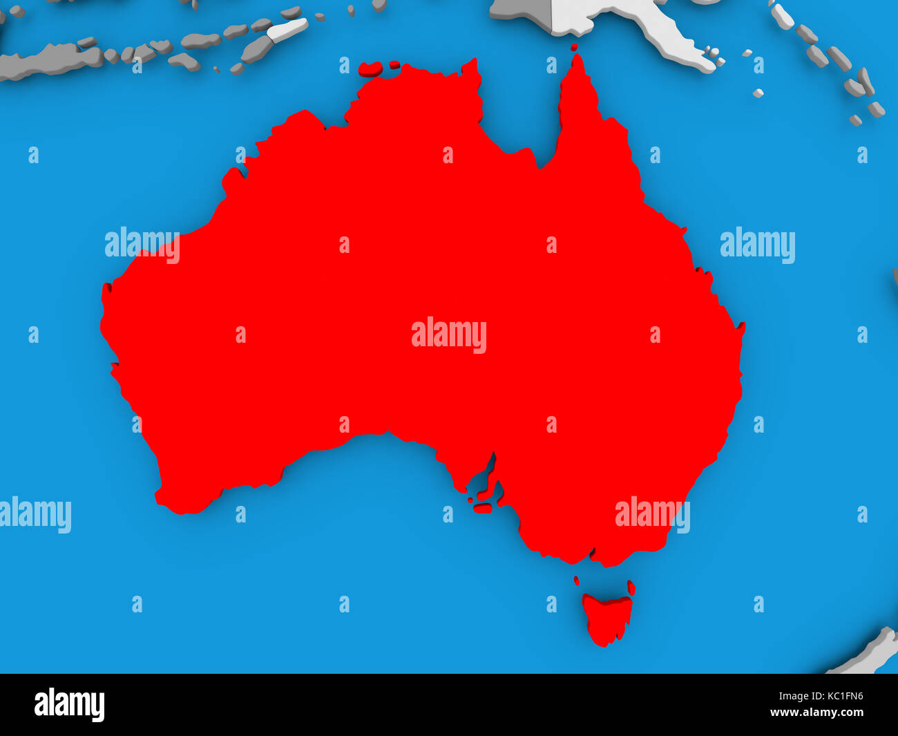Australia in red on political map. 3D illustration Stock Photo - Alamy