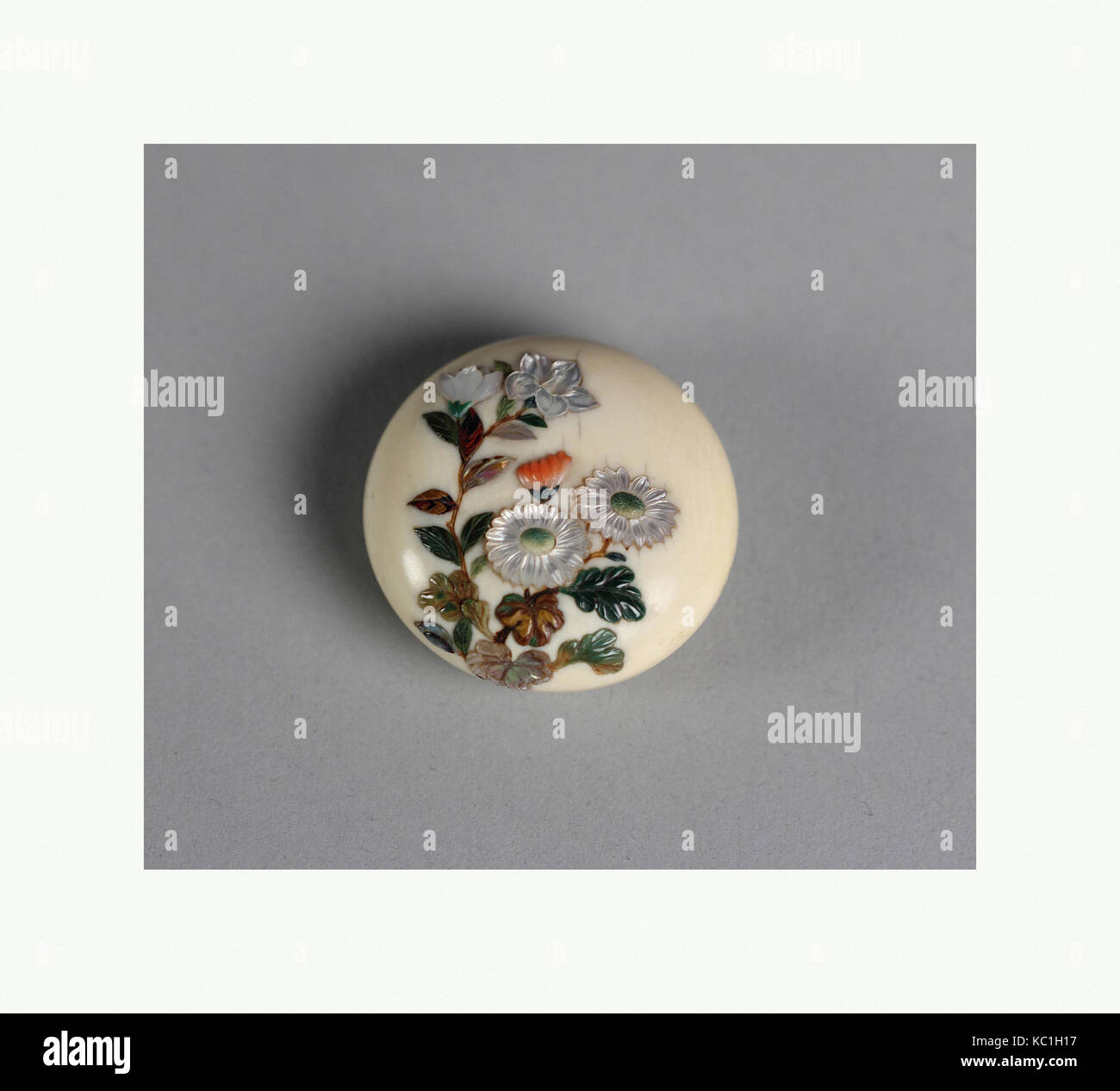 Netsuke of Assorted Flowers, 19th century, Japan, Ivory, H. 5/8 in. (1. ...