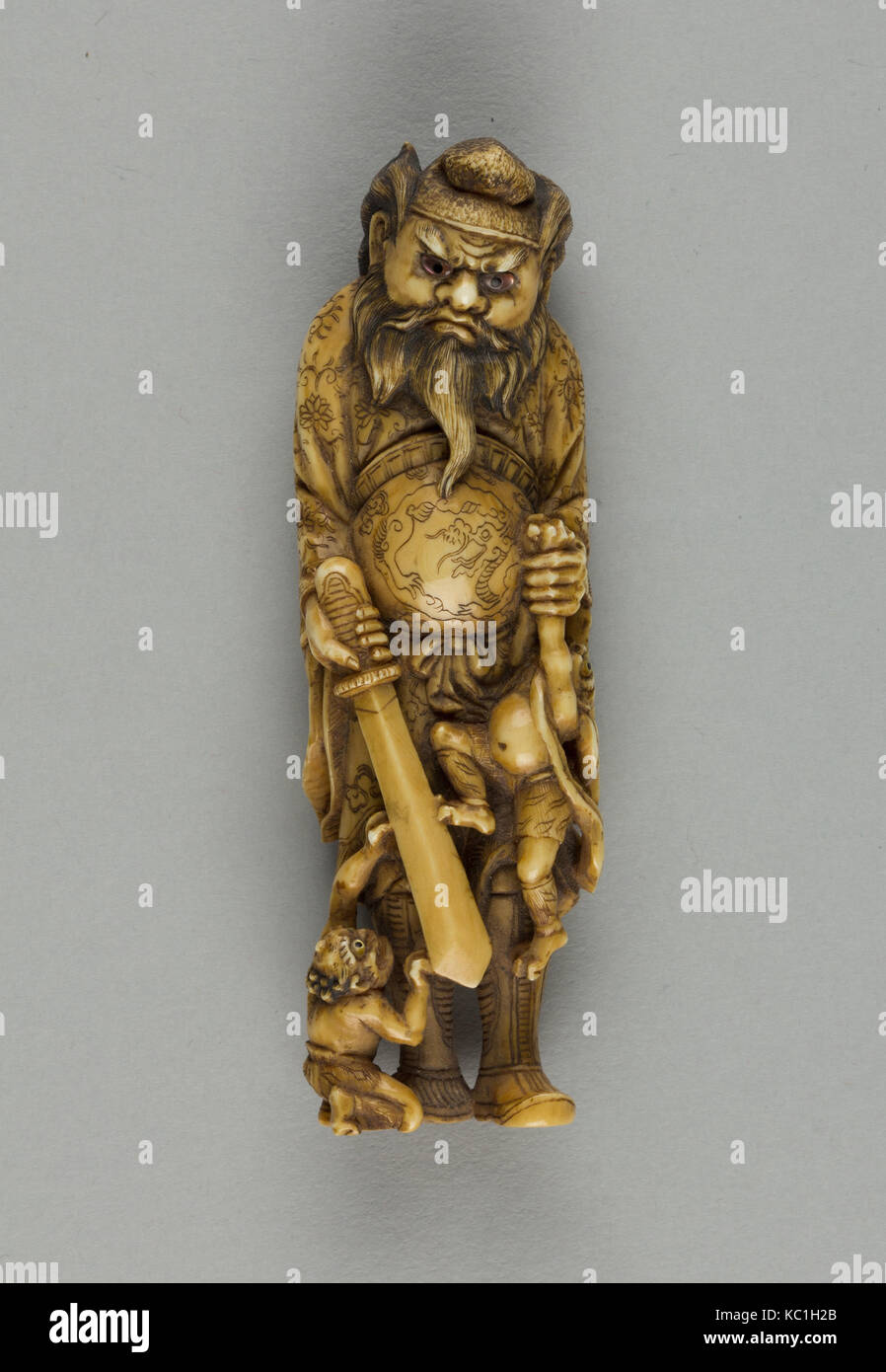 Netsuke of a Man and Two Demons, 18th–19th century, Japan, Ivory ...