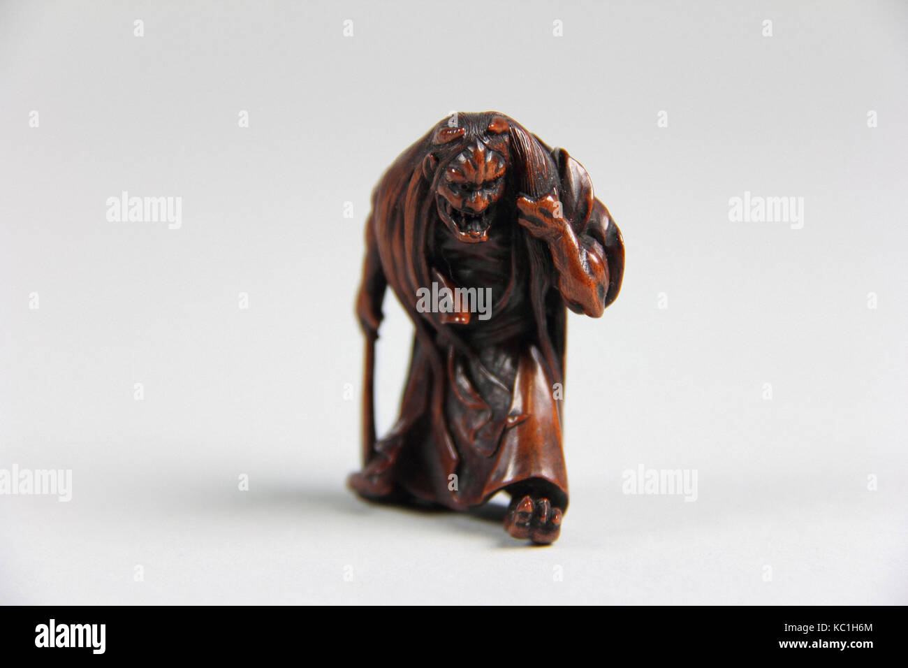 Netsuke of Demon, 18th century, Japan, Wood, H. 1 7/8 in. (4.8 cm ...