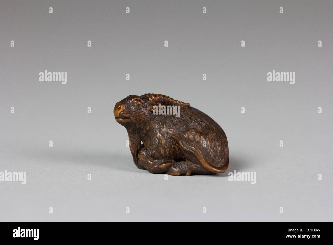 Netsuke of Goat, Edo period (1615–1868), 18th century, Japan, Wood, H ...