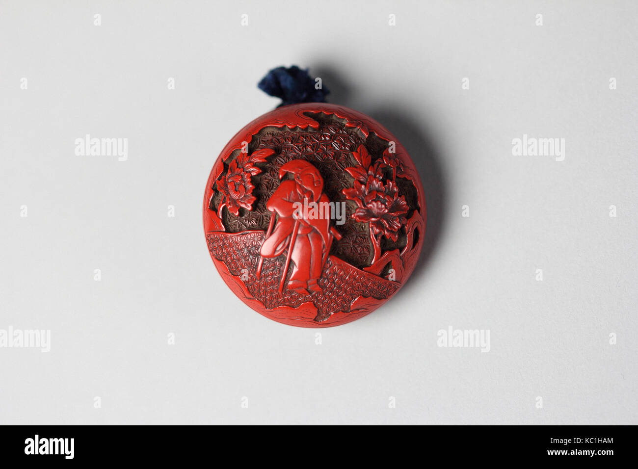 Netsuke, 19th century, Japan, Red lacquer, H. 1 in. (2.5 cm); Diam. 1 3 ...