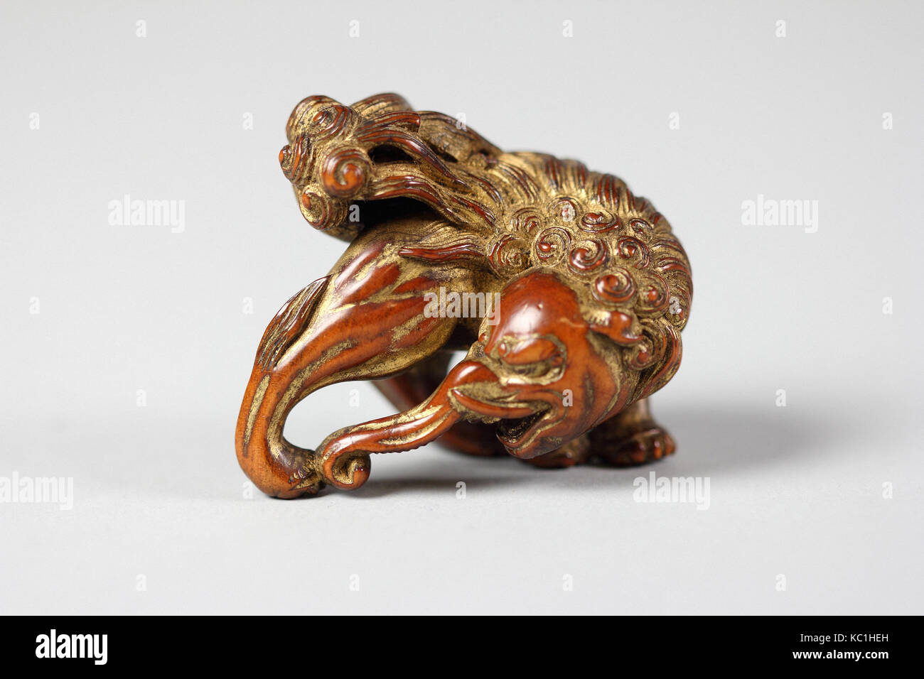 獏木彫根付, Crouching Baku (Mythical Creature), Sadatake, 18th century Stock ...