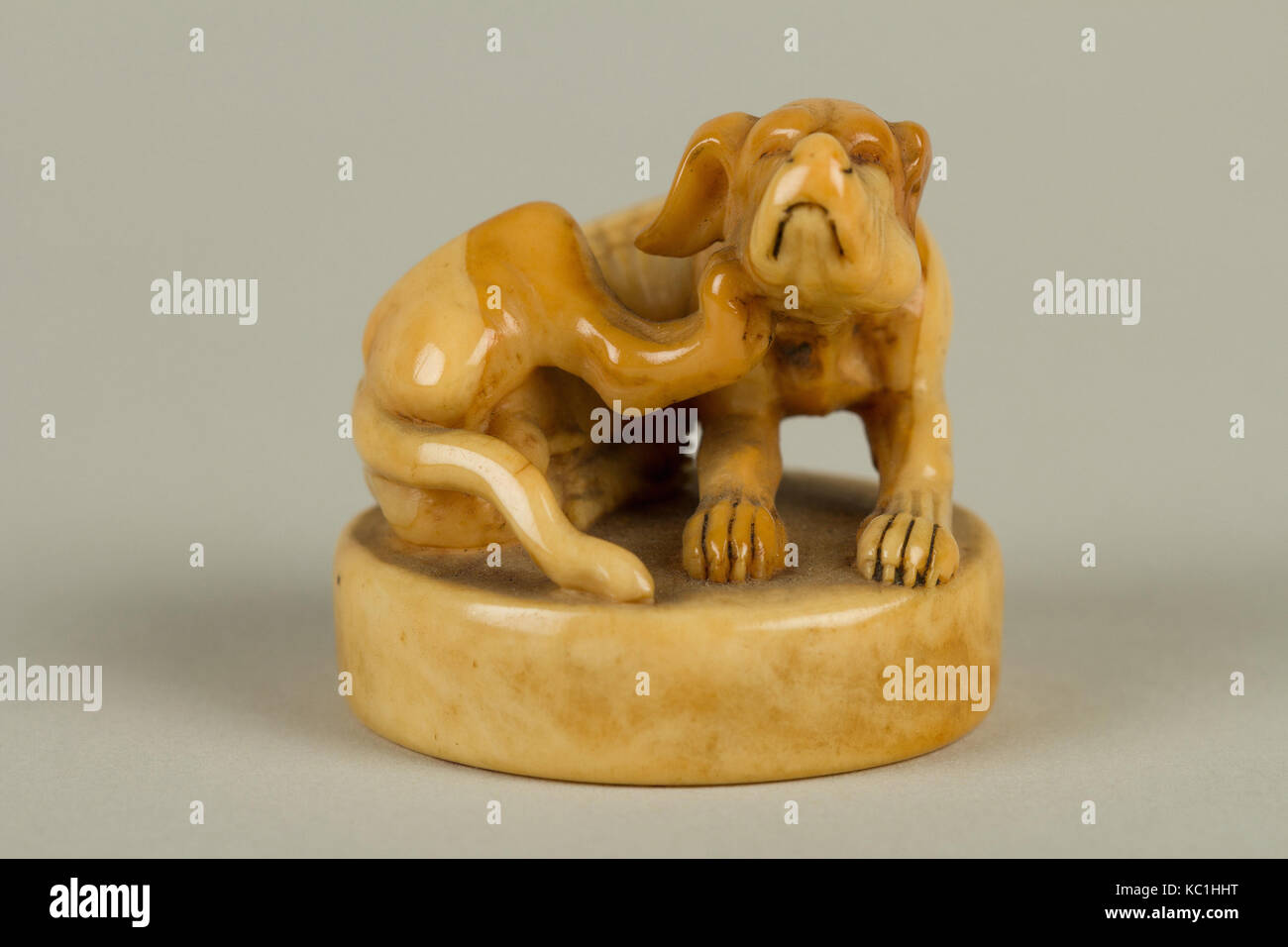 Netsuke of Dog, 19th century, Japan, Ivory, H. 1 1/4 in. (3.2 cm); Diam ...