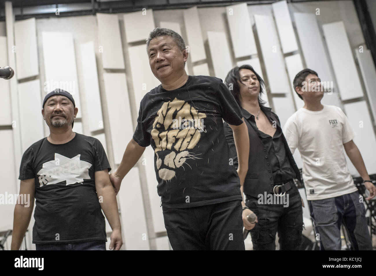 Chinese rock band Black Panther at rehearsals ahead of a concert to ...