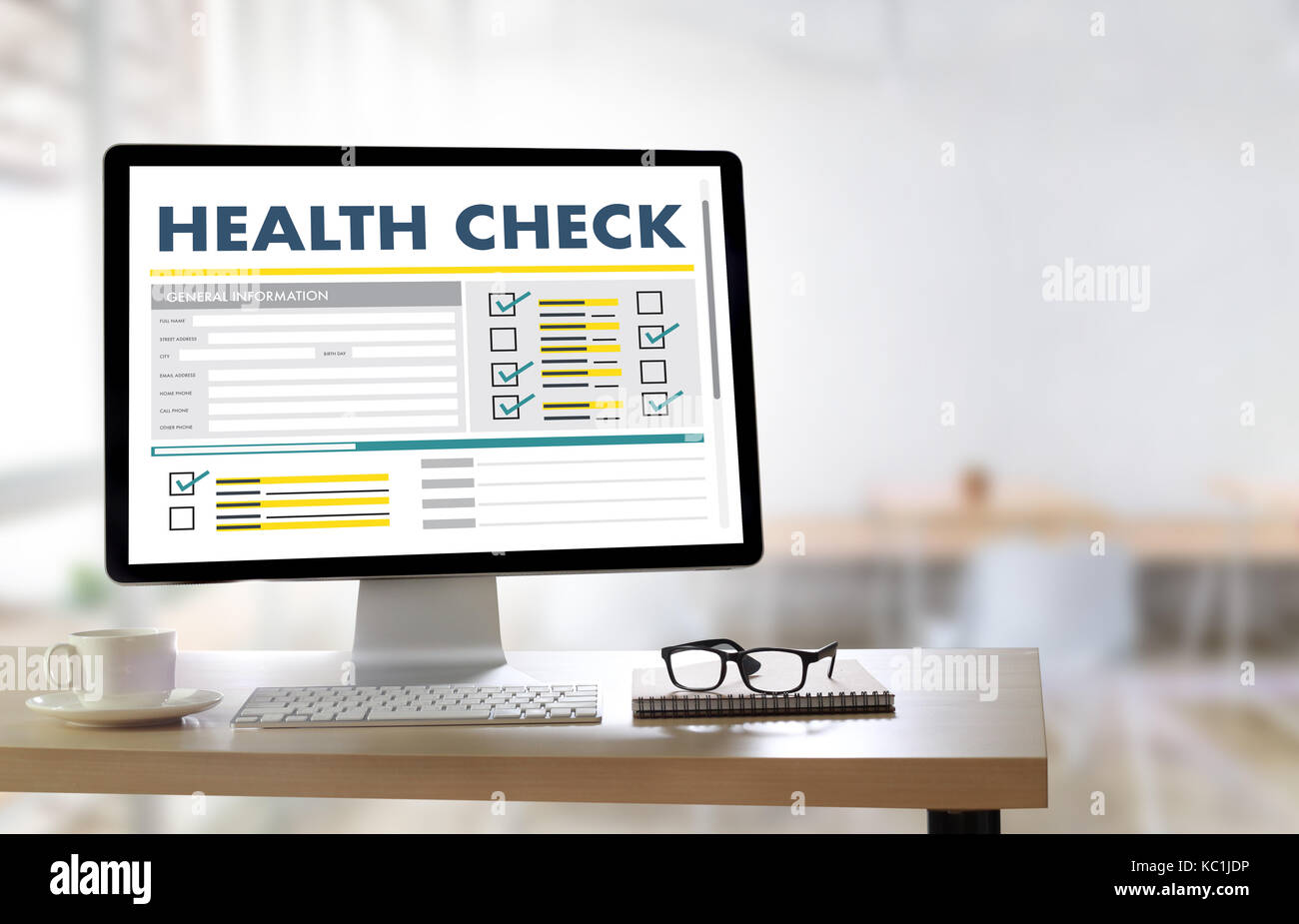 Digital HEALTH CHECK Concept working with computer interface as medical ...