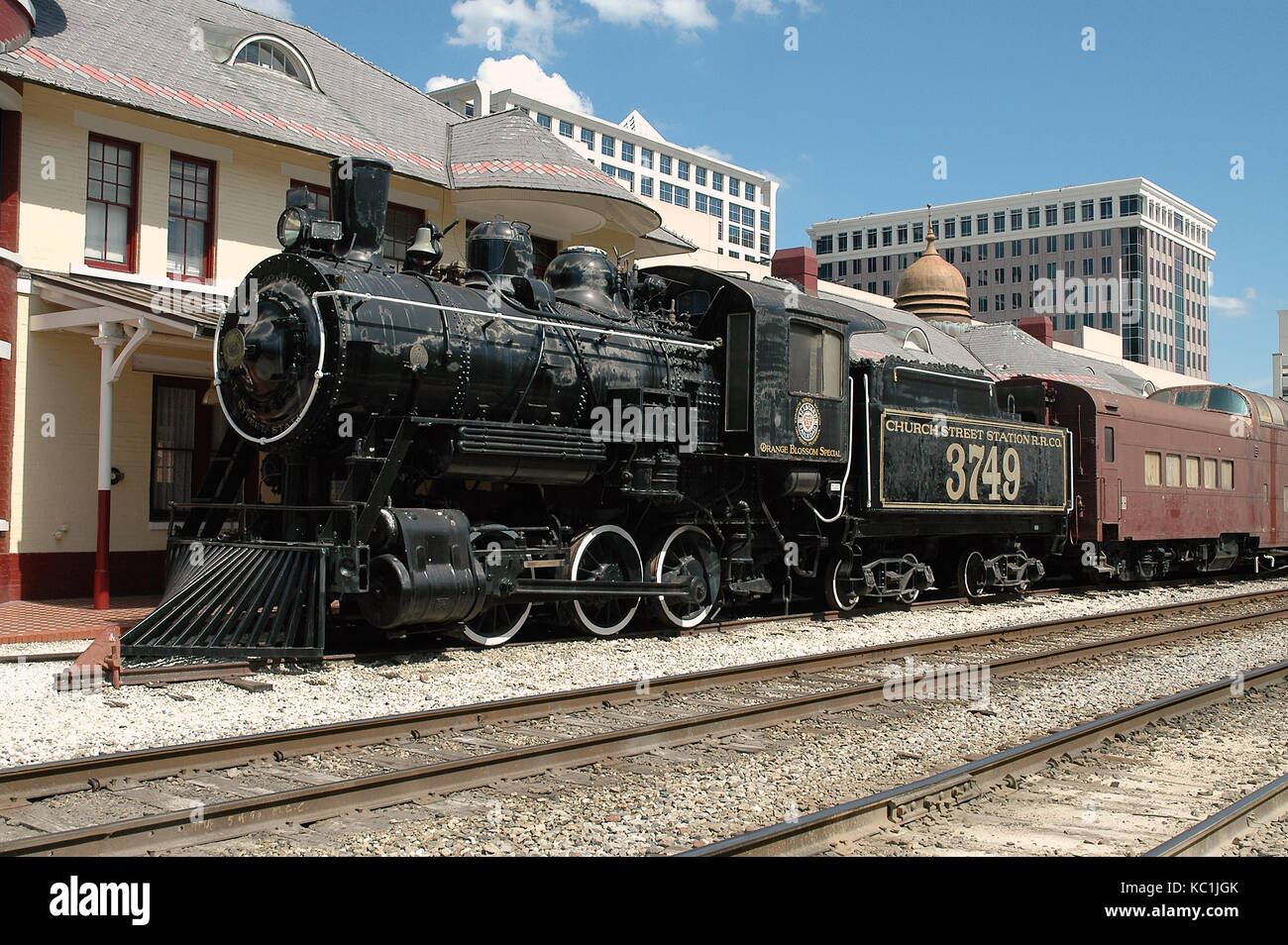 Steam locomotive at Church Street Station in Orlando, Florida, USA ...