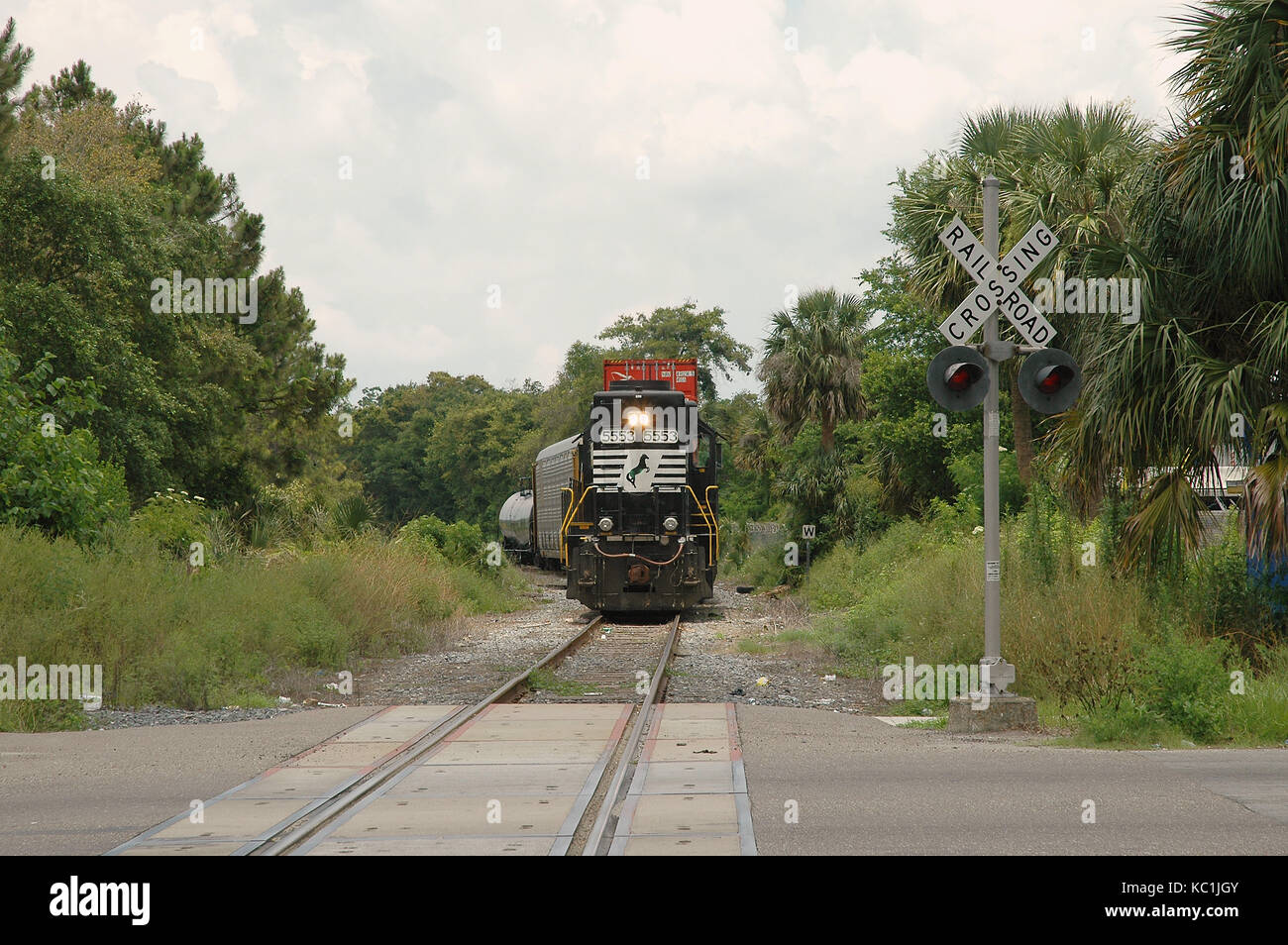 Local freight train near a Railroad Crossing in Florida Stock Photo - Alamy