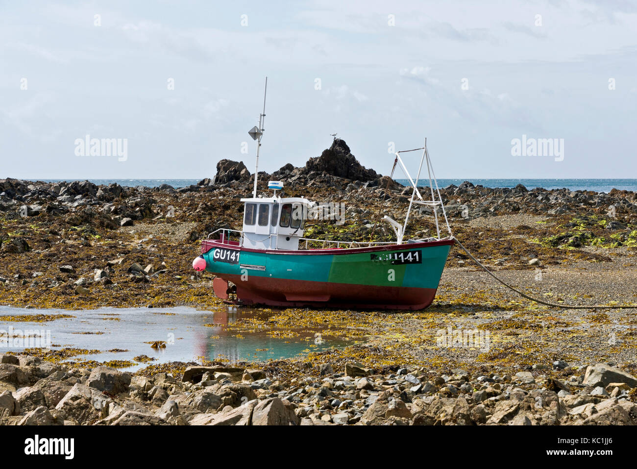 A bay on the west side of the Little Russell channel at low tide Stock ...