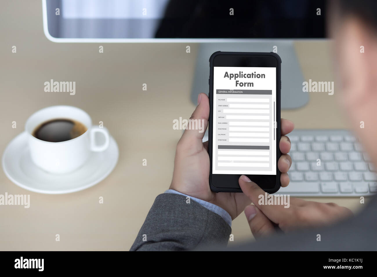 business man working on laptop computer use Online Web Job Application ...