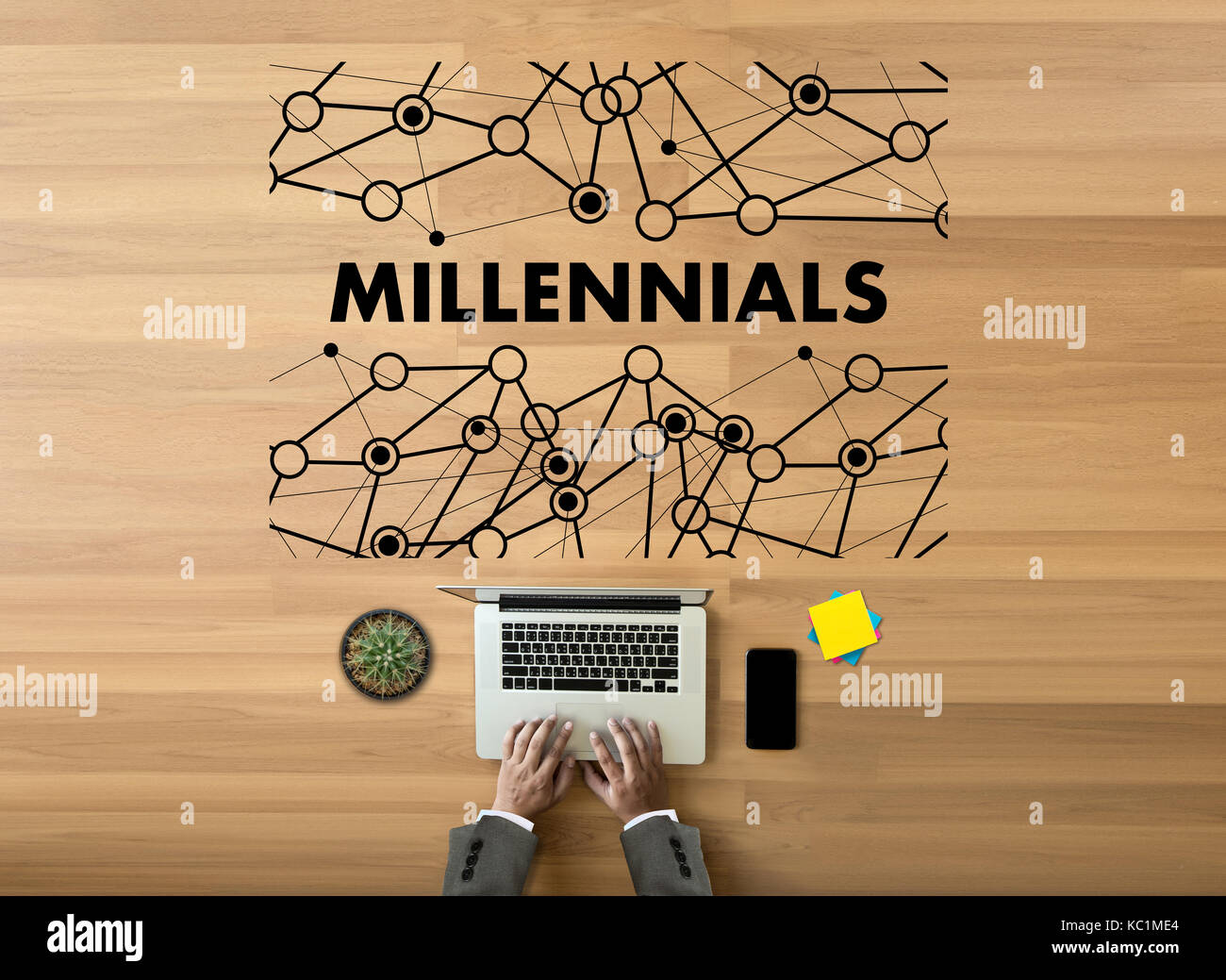 MILLENNIALS CONCEPT Business team hands at work with financial reports ...