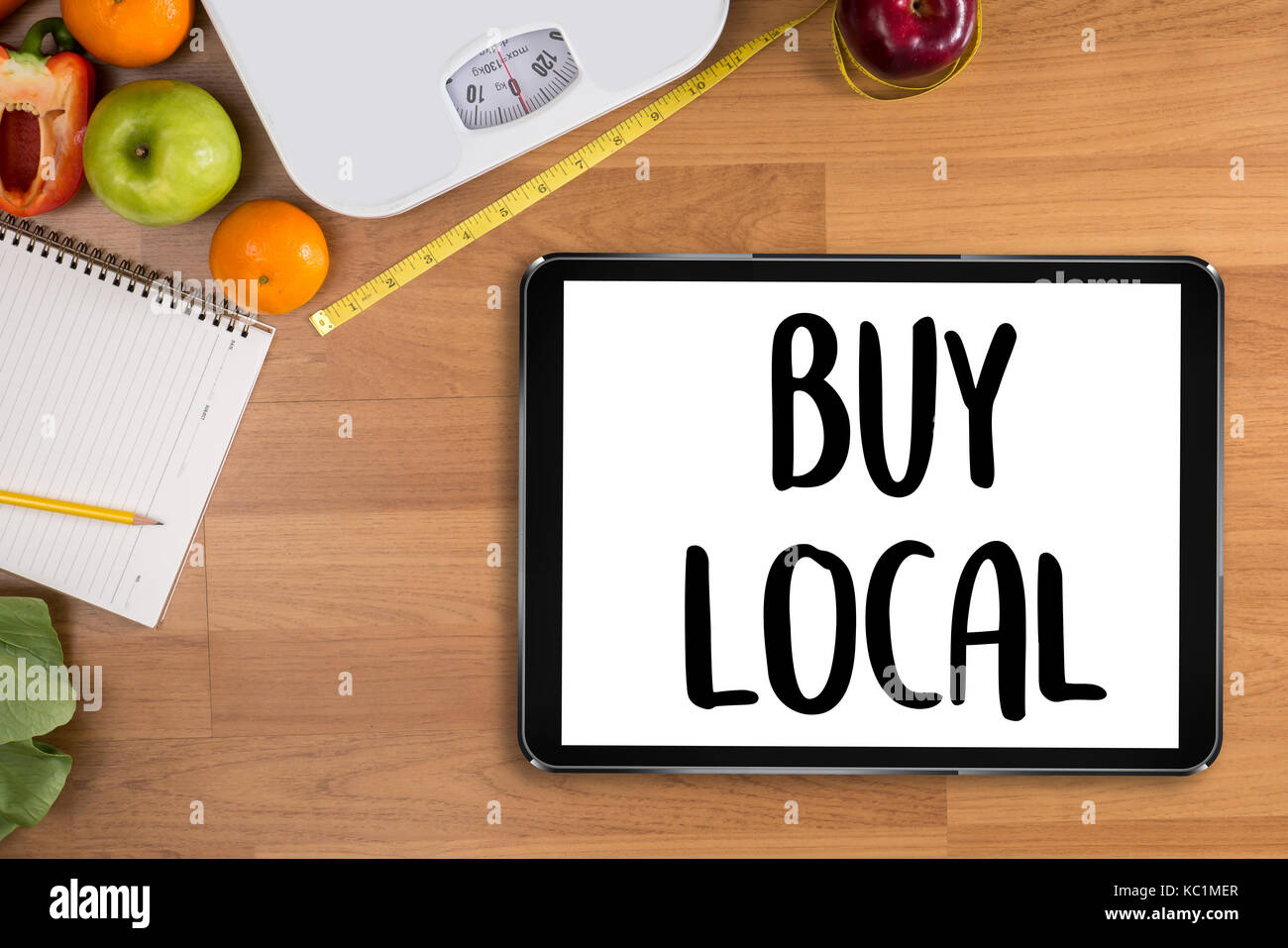 Buy Local Fresh produce on sale at the local farmers market Stock Photo ...