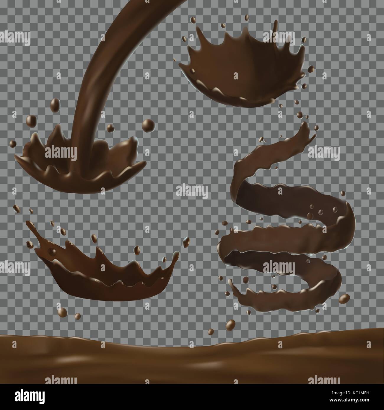 Chocolate splashes set. Realistic vector Stock Vector Image & Art - Alamy