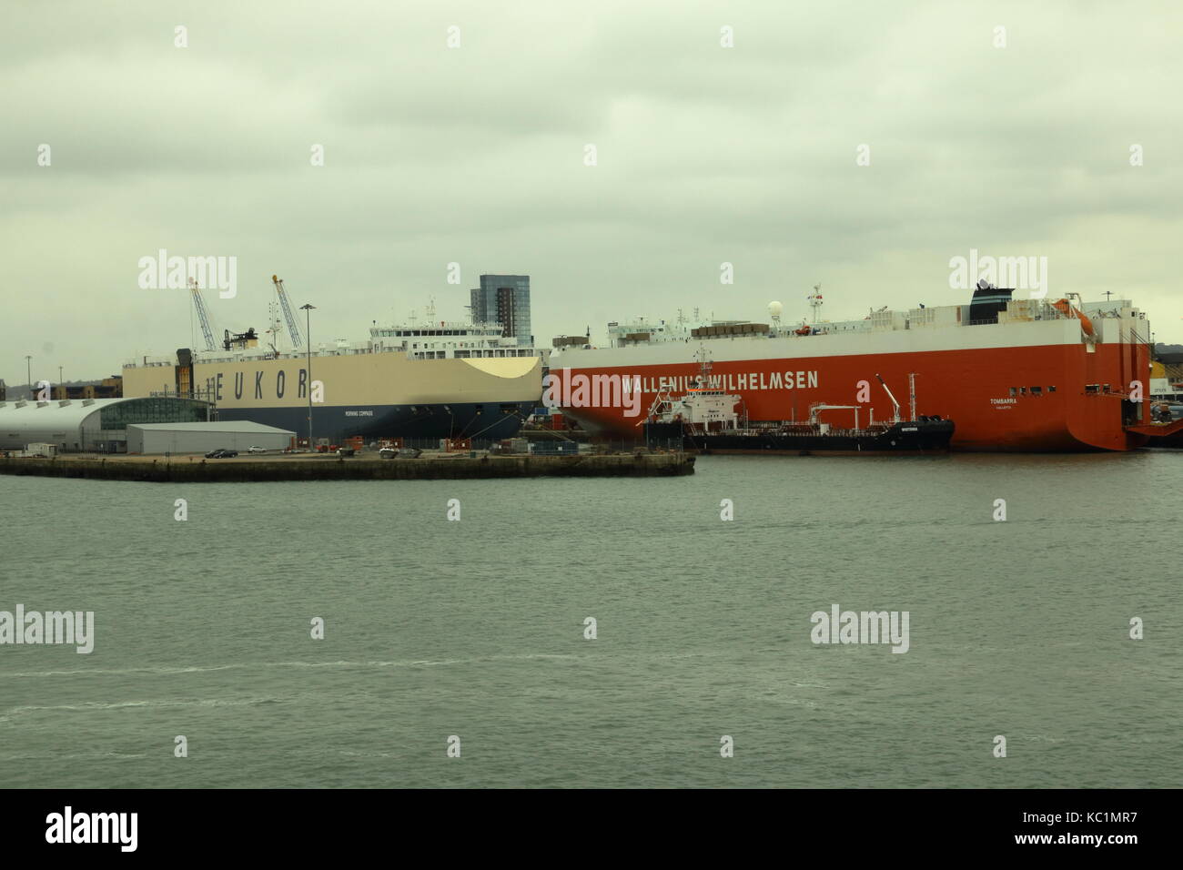 Container ships,Tombarra and Morning Compass,Southampton,UK Stock Photo ...