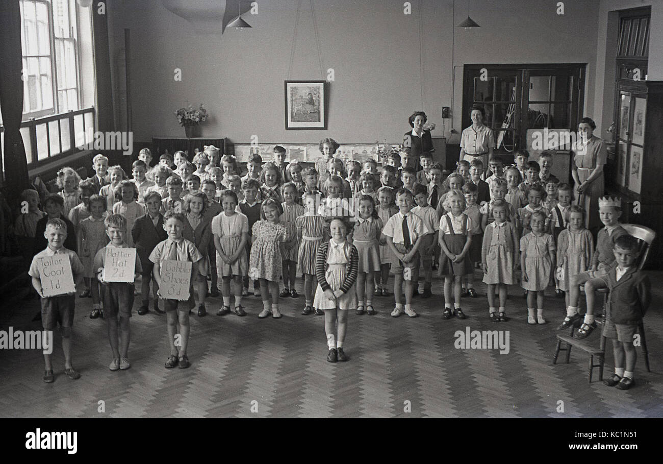 1948, historical, post-ww2 Britain, a performance of primary school ...