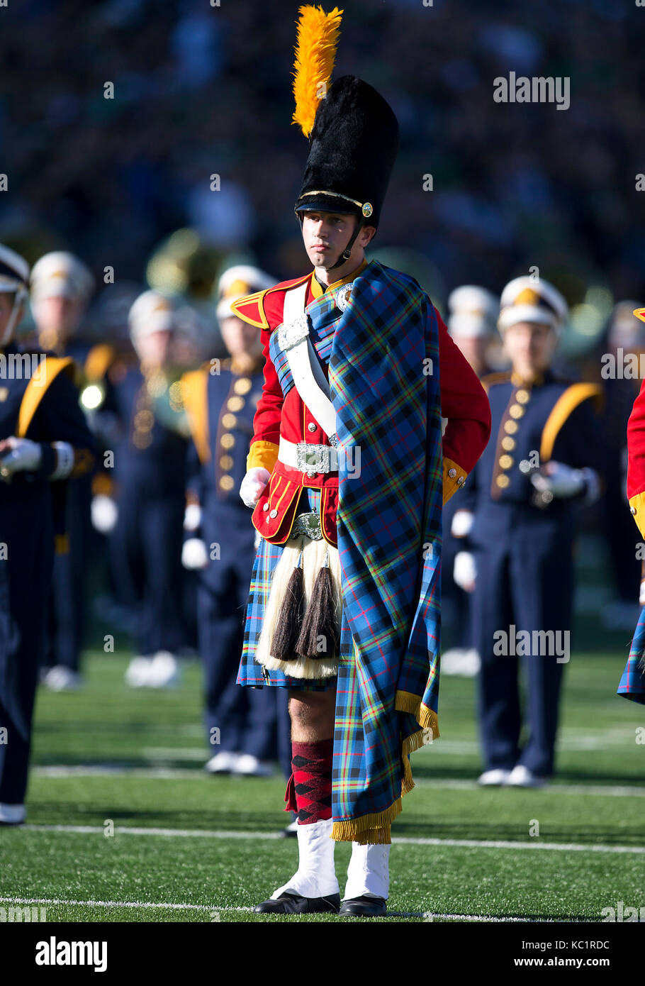 South Bend, Indiana, USA. 30th Sep, 2017. Notre Dame Irish Guard member ...