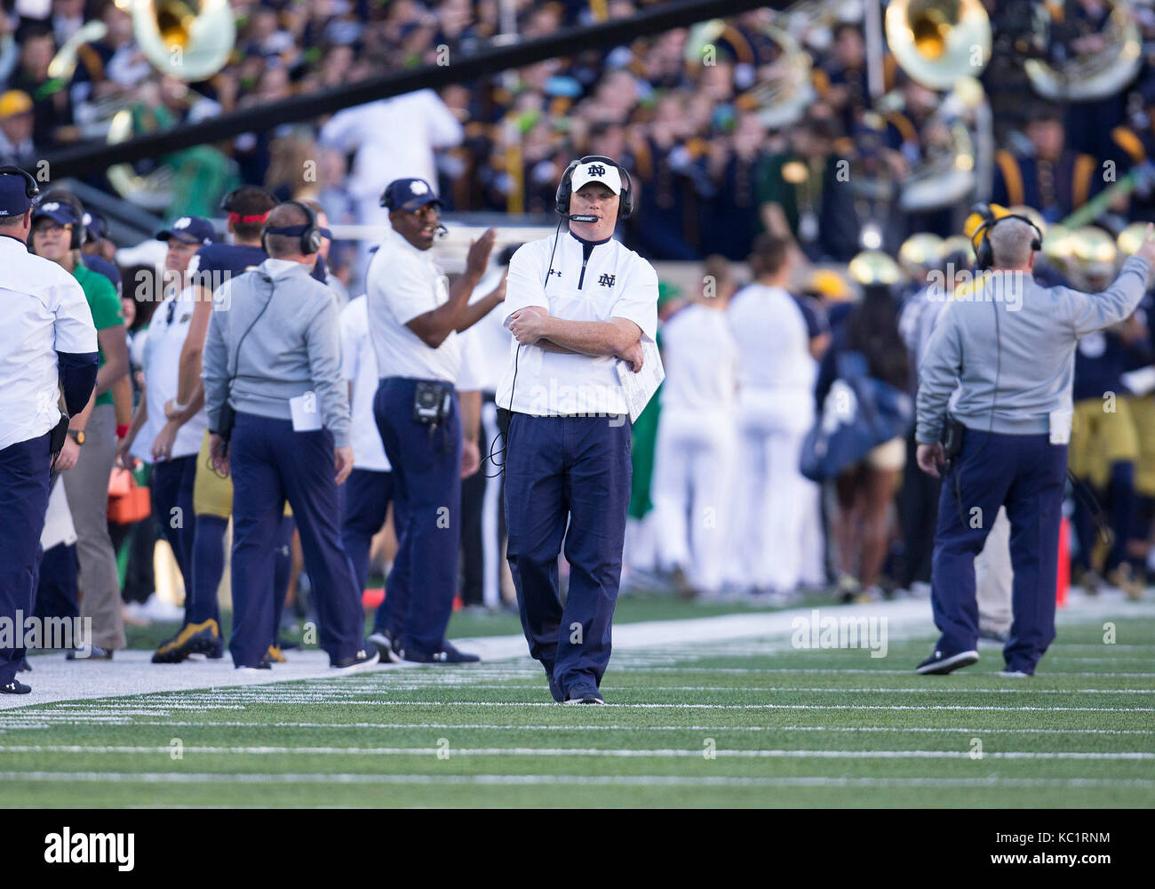South Bend, Indiana, USA. 30th Sep, 2017. Notre Dame offensive ...
