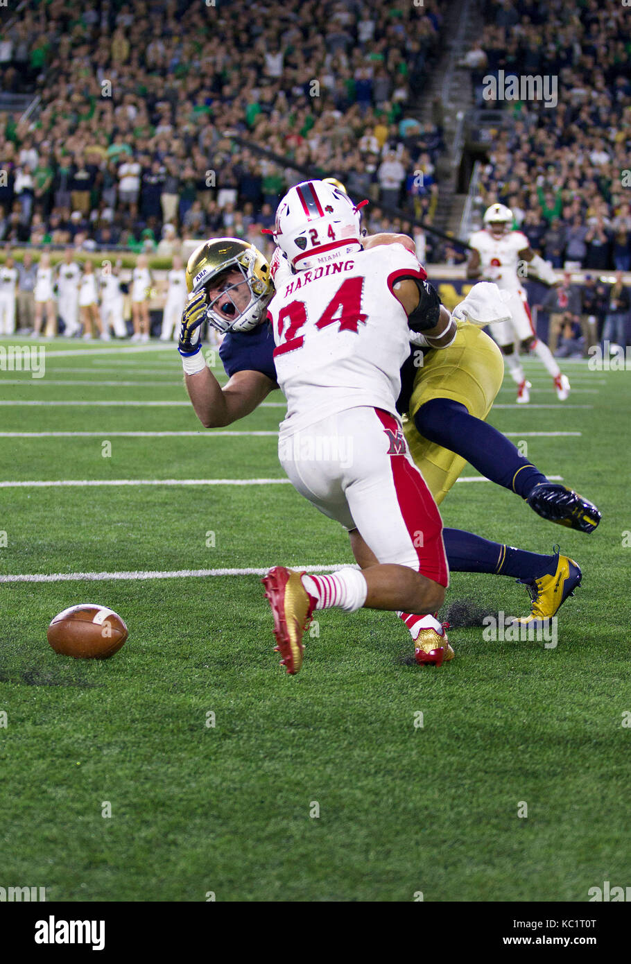 South Bend, Indiana, USA. 30th Sep, 2017. Notre Dame tight end Nic ...