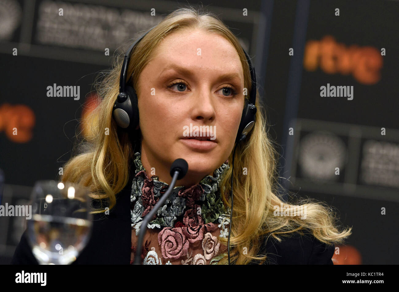 Annie Starke attends 'The Wife' press conference during the 65th ...