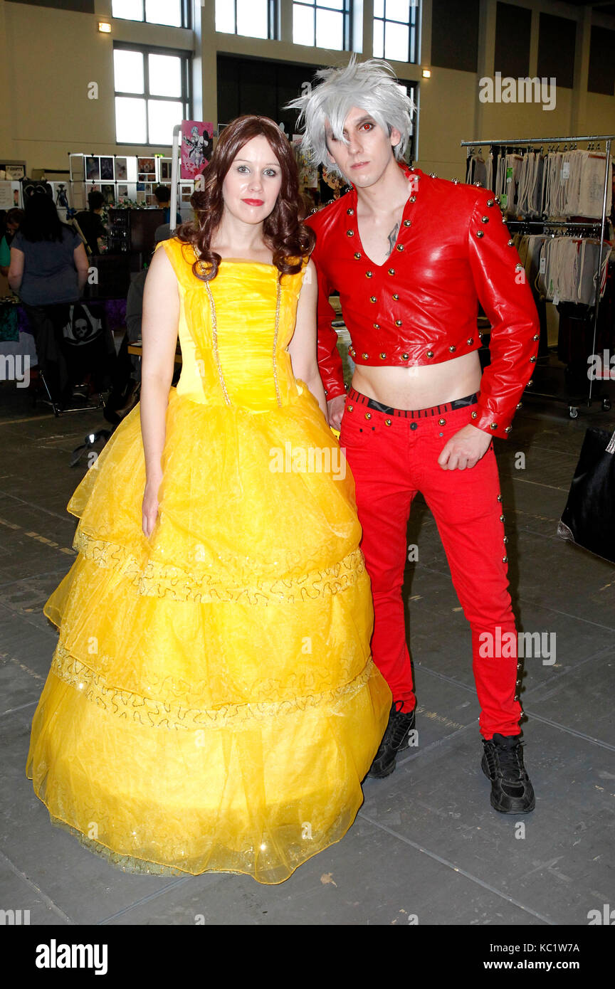 Cosplayers pose during the 2nd German Comic Con 2017 at Messe Berlin on ...