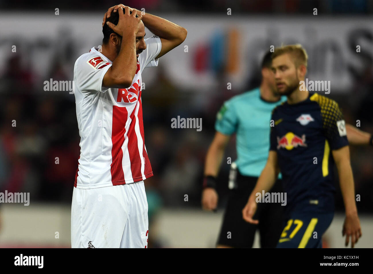 Cologne, Germany. 1st Oct, 2017. Cologne's Claudio Pizarro holds his ...