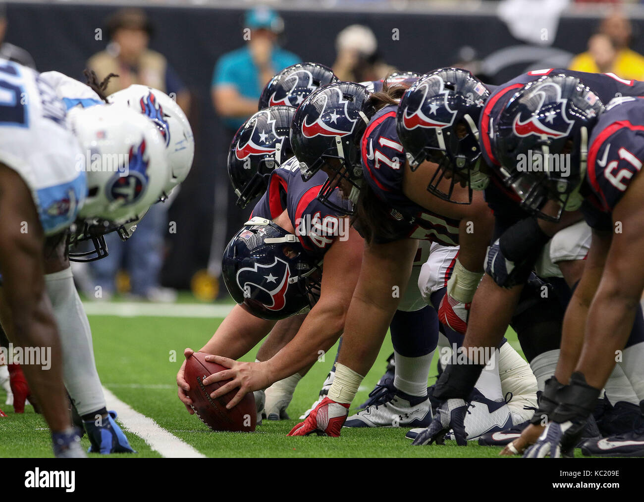 Houston, TX, USA. 1st Oct, 2017. The Houston Texans setup for an extra ...