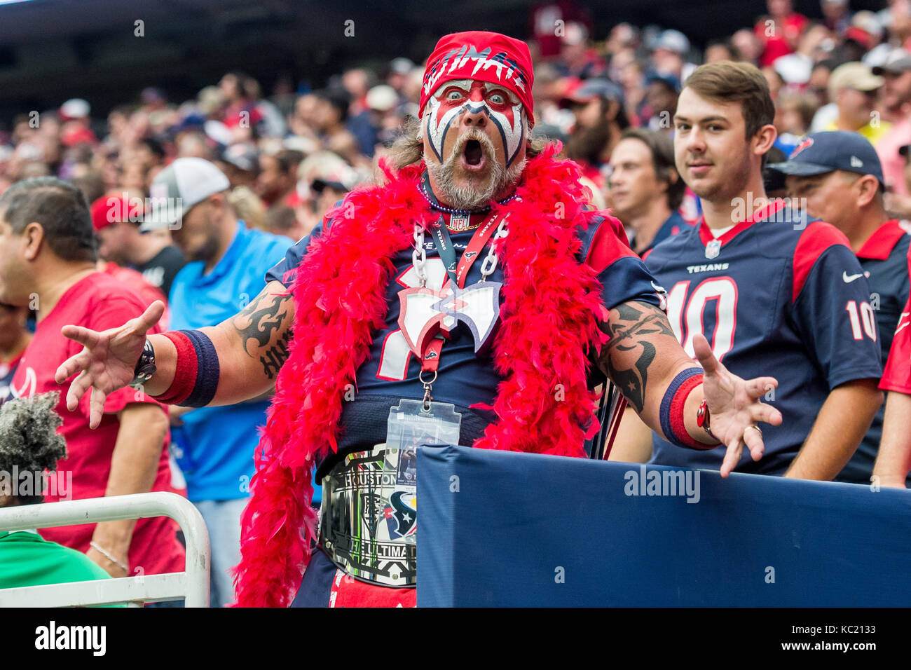Houston, TX, USA. 1st Oct, 2017. The Ultimate Houston Texans fan gets ...