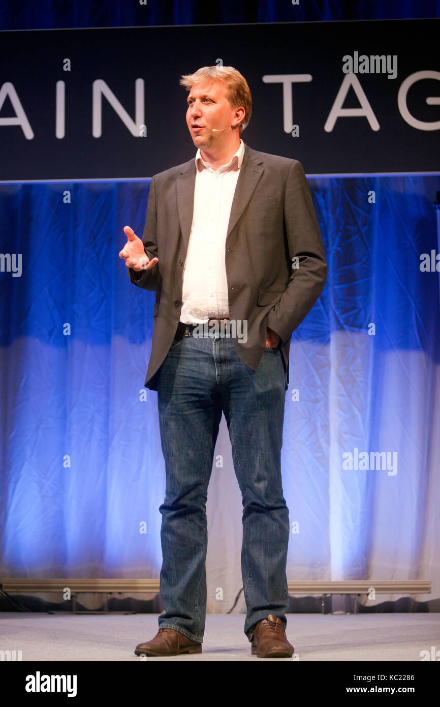 Professor Chris Lintott introducing Michele Dougherty, scientist on the ...