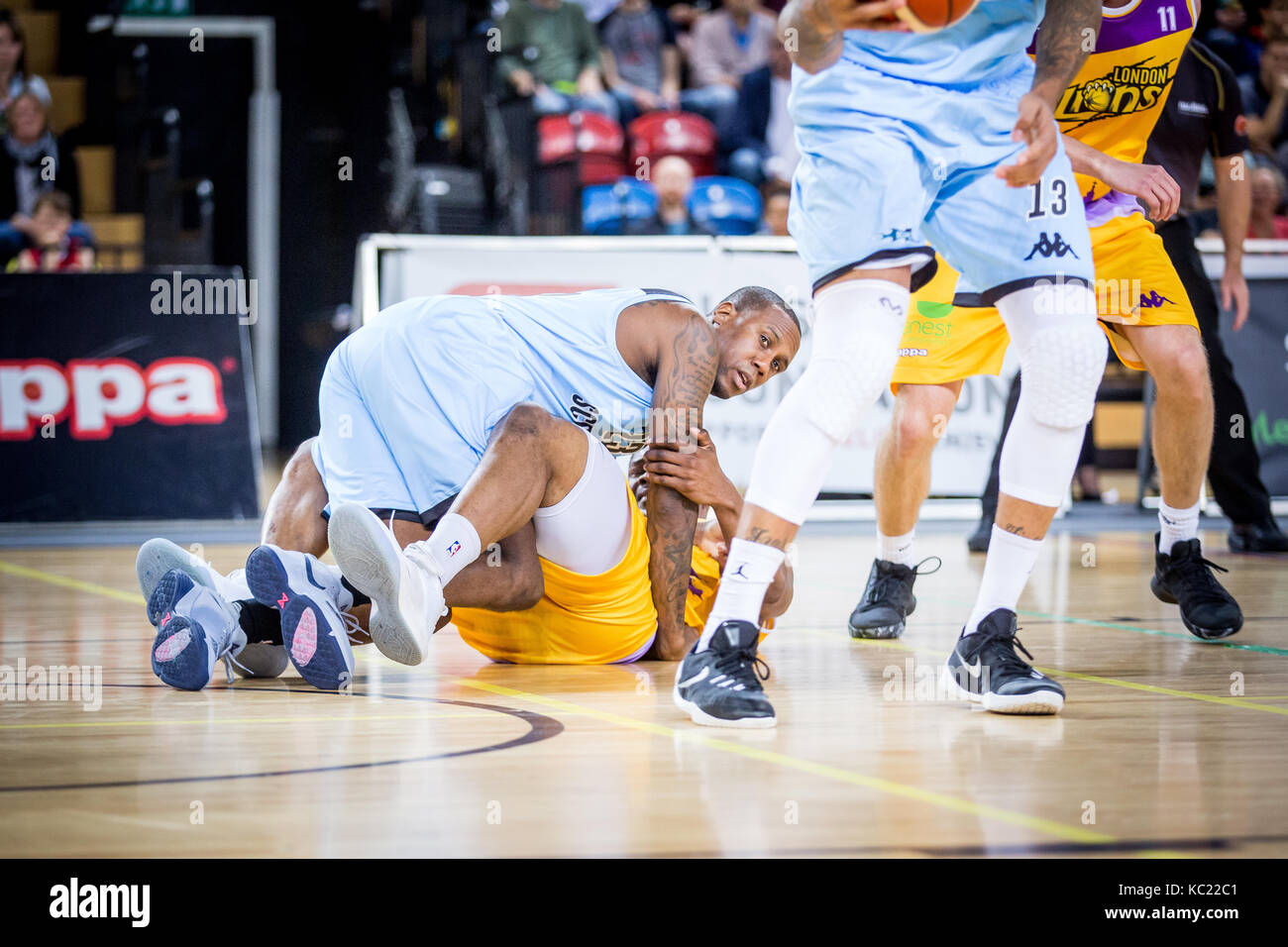 London, UK. 1st October, 2017. BBL Basketball London Lions beat Surrey ...