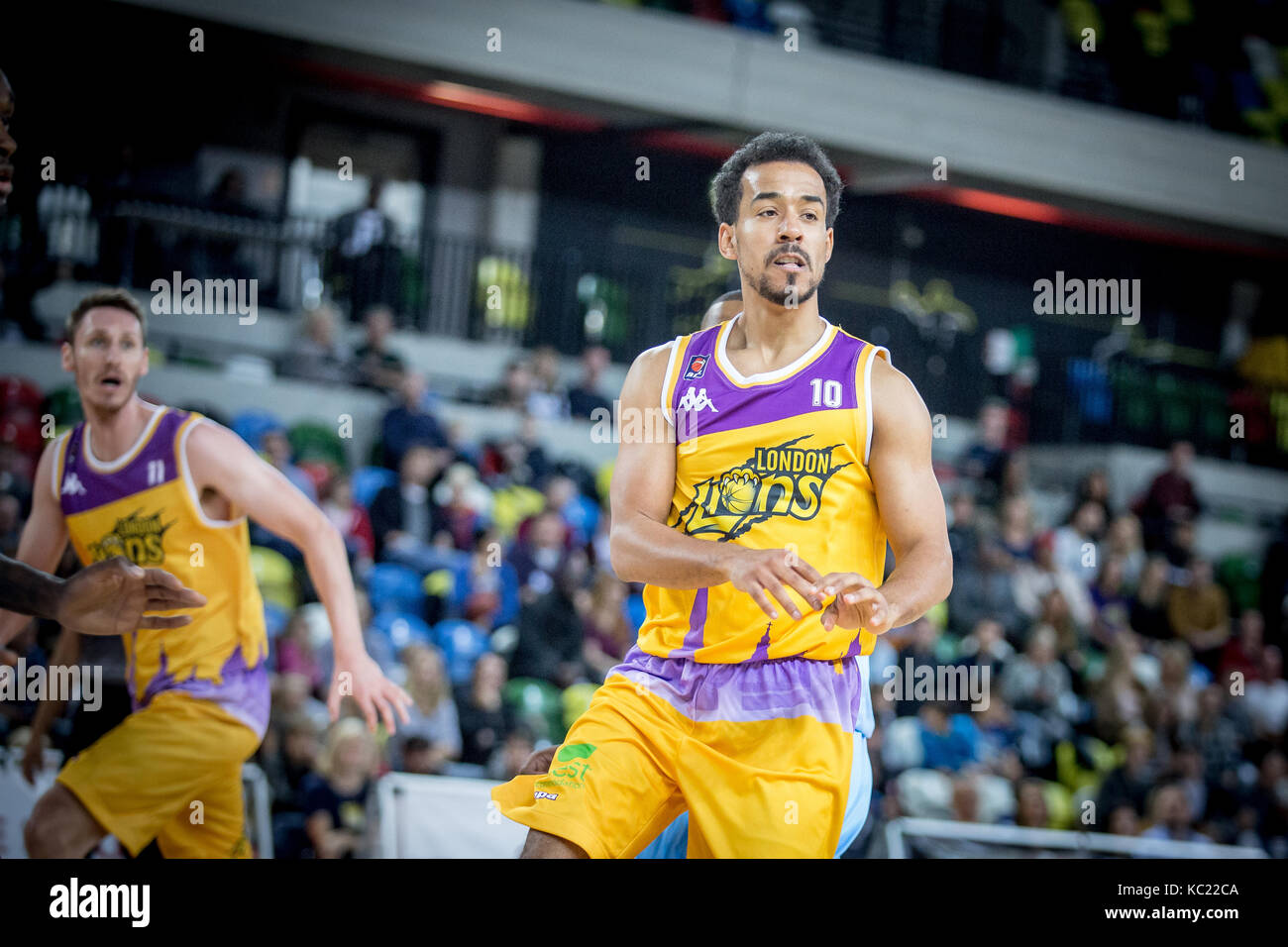 London, UK. 1st October, 2017. BBL Basketball London Lions beat Surrey ...