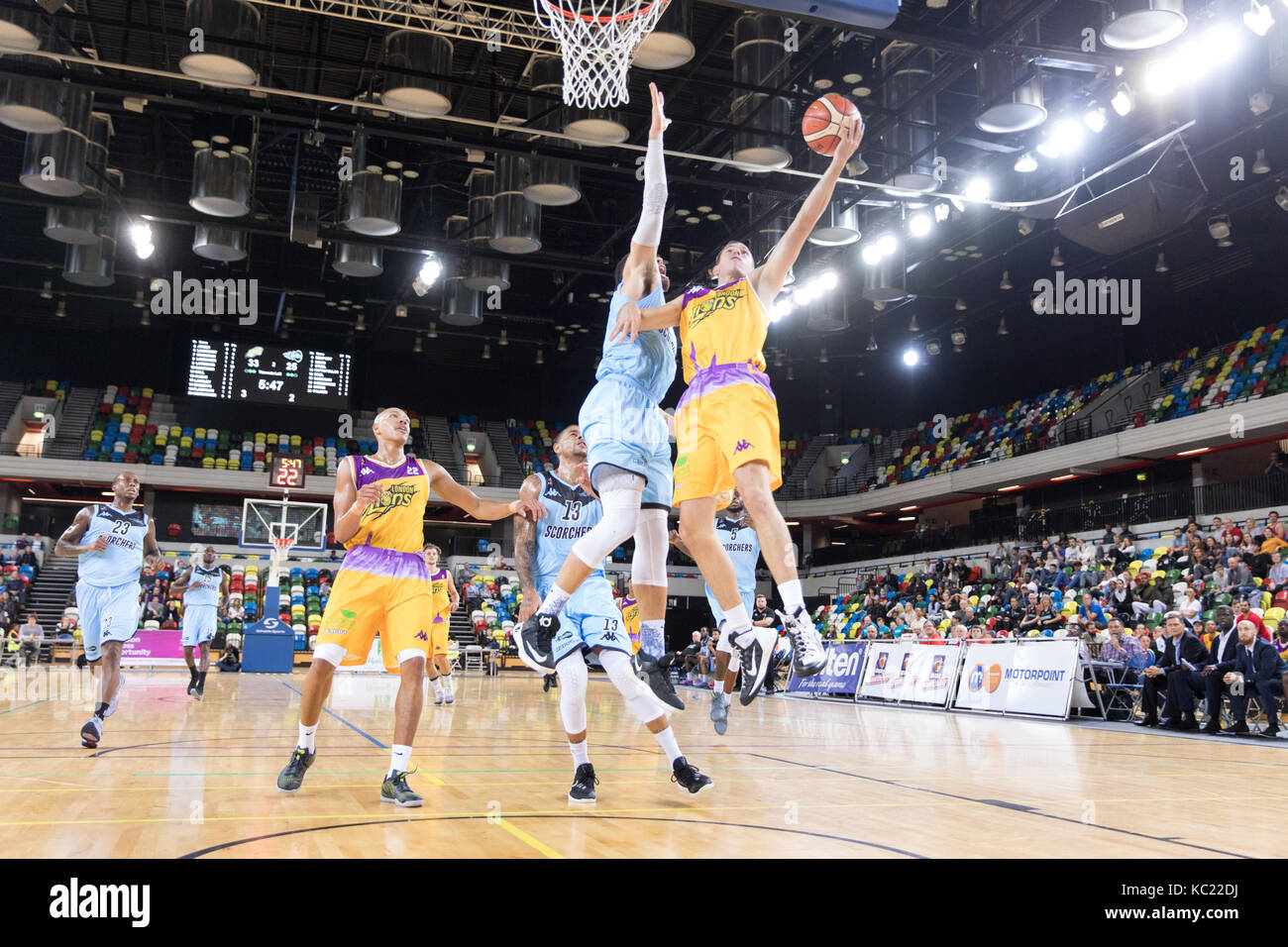 London, UK. 1st October, 2017. BBL Basketball London Lions beat Surrey ...