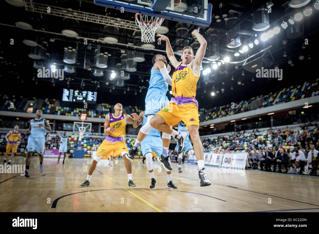 London, UK. 1st October, 2017. BBL Basketball London Lions beat Surrey ...