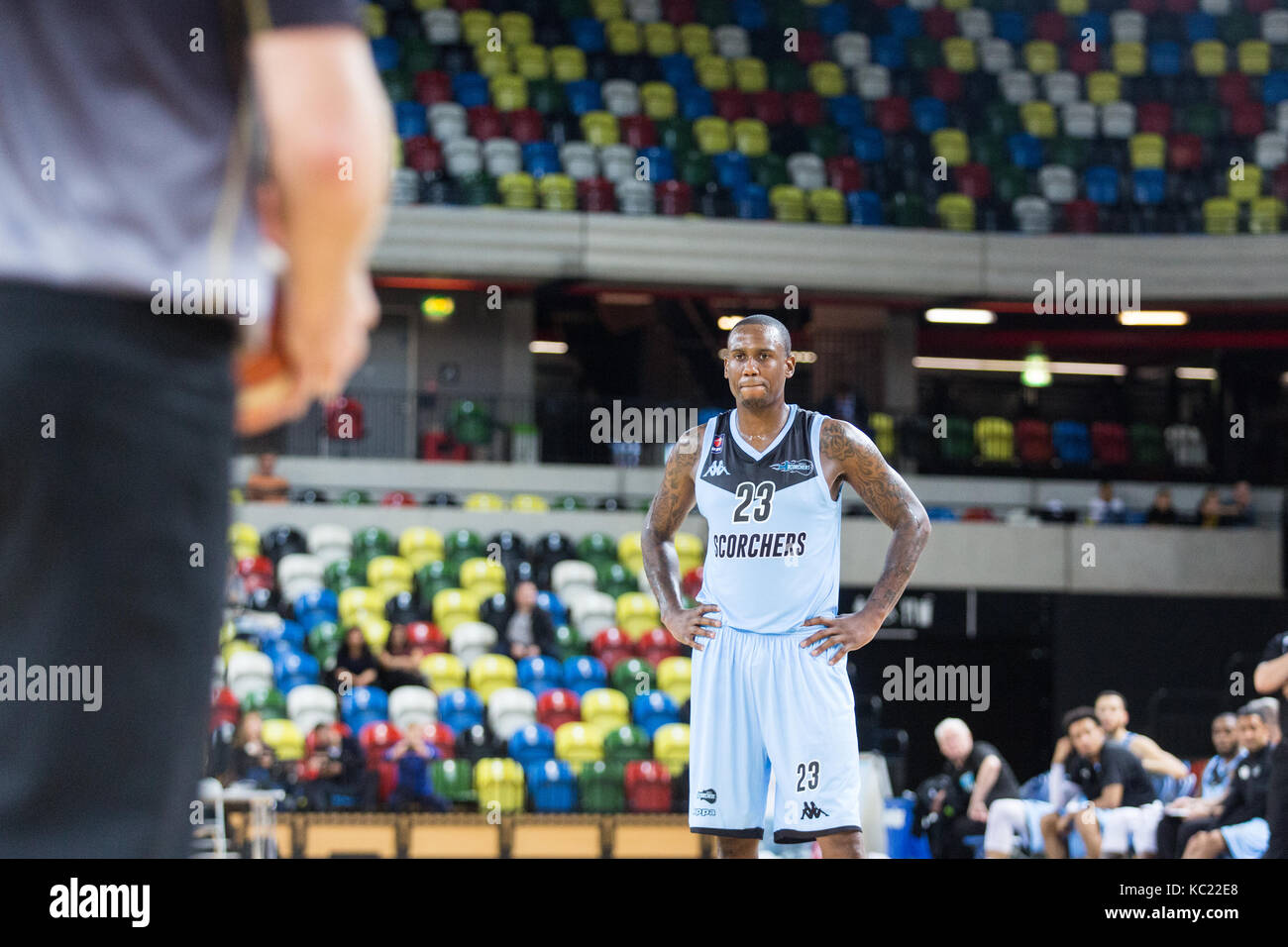 London, UK. 1st October, 2017. BBL Basketball London Lions beat Surrey ...