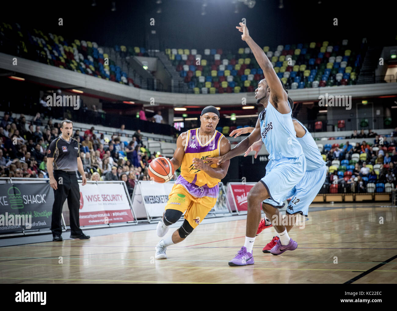 London, UK. 1st October, 2017. BBL Basketball London Lions beat Surrey ...