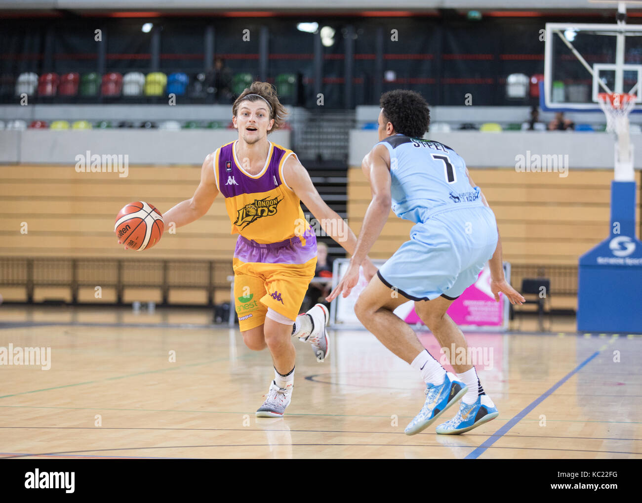 London, UK. 1st October, 2017. BBL Basketball London Lions beat Surrey ...