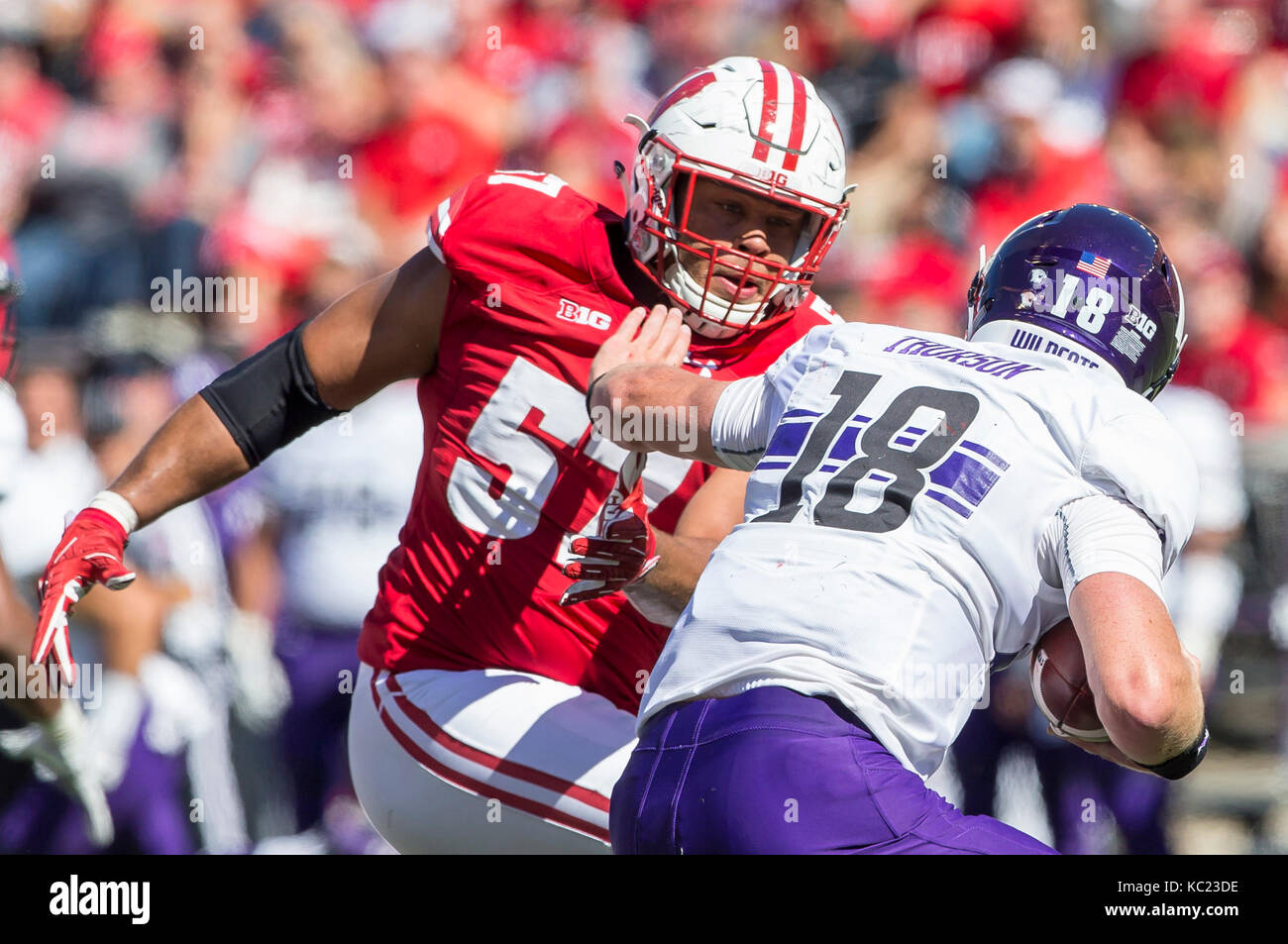 September 30, 2017:Wisconsin Badgers defensive end Alec James #57 in ...