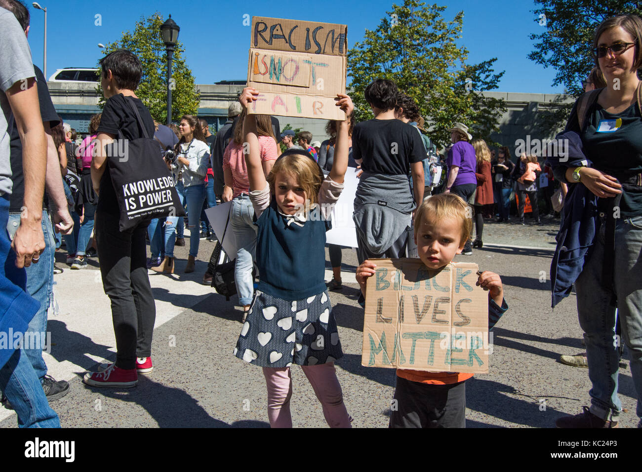 New York, USA. 01st Oct, 2017. Social justice activists rallied and ...