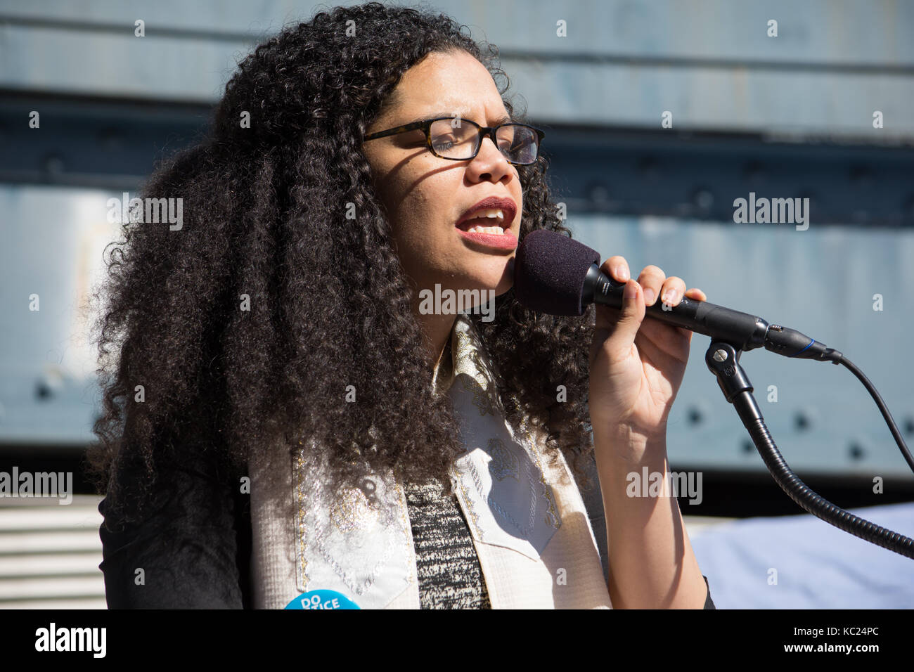 New York, USA. 01st Oct, 2017. April Baskin, Jews for Racial Justice ...