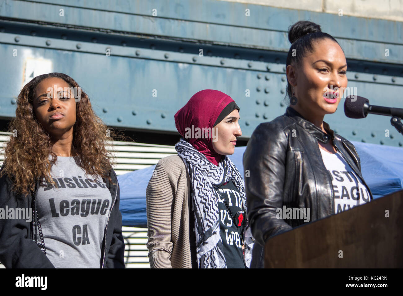 New York, USA. 01st Oct, 2017. L to r, Tamika Mallory, Linda Sarsour ... New York, USA. 01st Oct, 2017. L to r, Tamika Mallory, Linda Sarsour ...