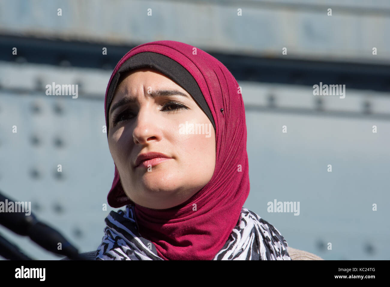 New York, USA. 01st Oct, 2017. Social justice activist Linda Sarsour ...