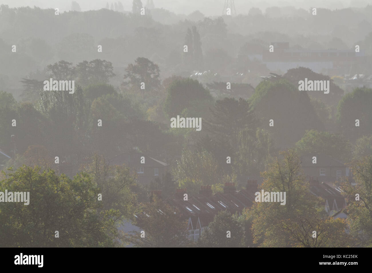 London, UK. 2nd Oct, 2017. UK Weather: Wimbledon landscape bathed in ...