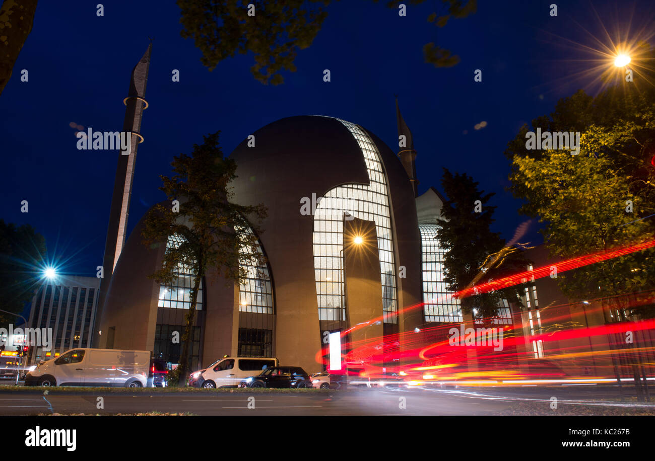 Cars rush by the central mosque in Cologne, Germany, 1 October 2017 ...