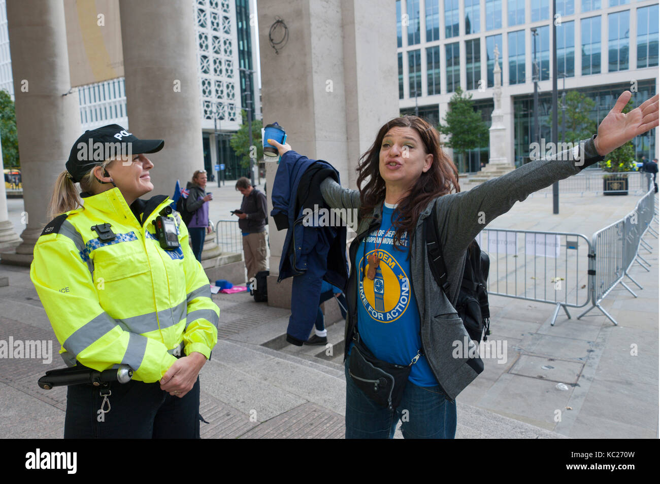 Manchester, UK. 2nd October, 2017. The atmosphere is jovial between ...