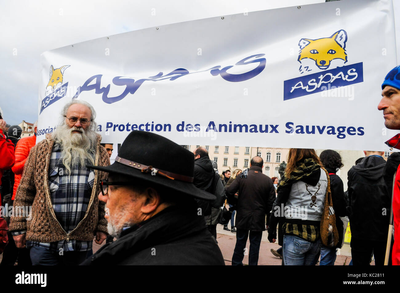 Thousands protest wolves killing in Lyon, France Stock Photo - Alamy