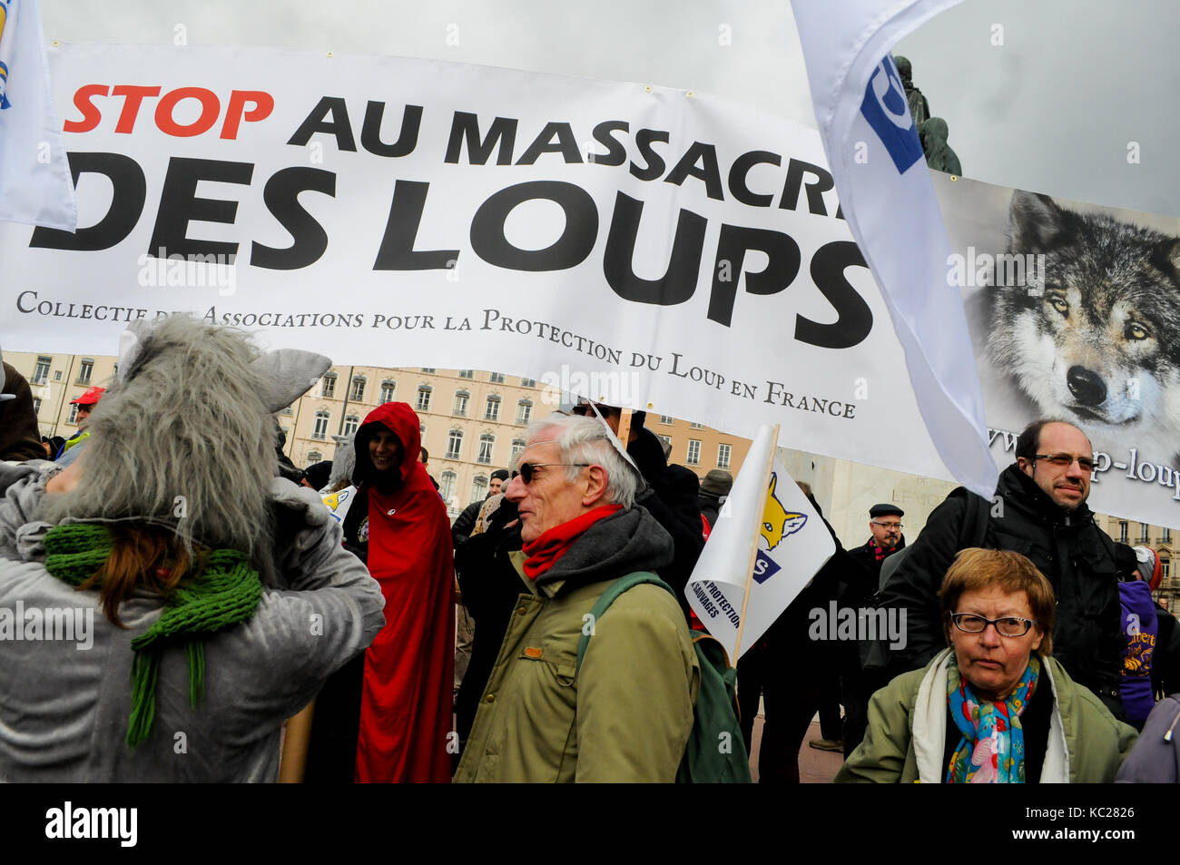 Thousands protest wolves killing in Lyon, France Stock Photo - Alamy