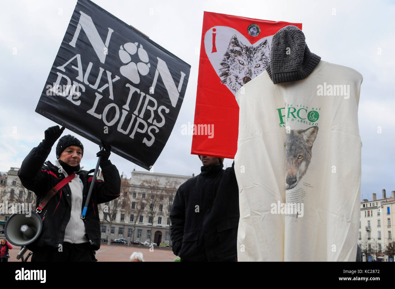 Thousands protest wolves killing in Lyon, France Stock Photo - Alamy